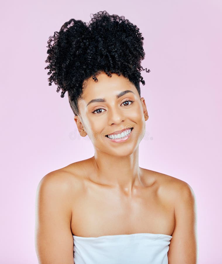 Face Beauty And Hair Care With Black Woman And Hair Skincare Portrait
