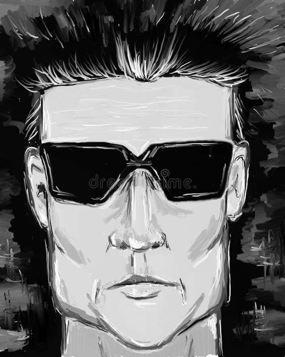 Face behind sun glasses stock illustration. Illustration of sketch ...