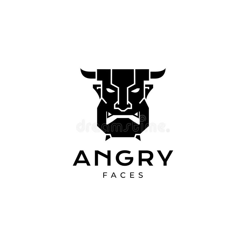Face Black Angry Evil Horned Logo Design Stock Vector - Illustration of ...