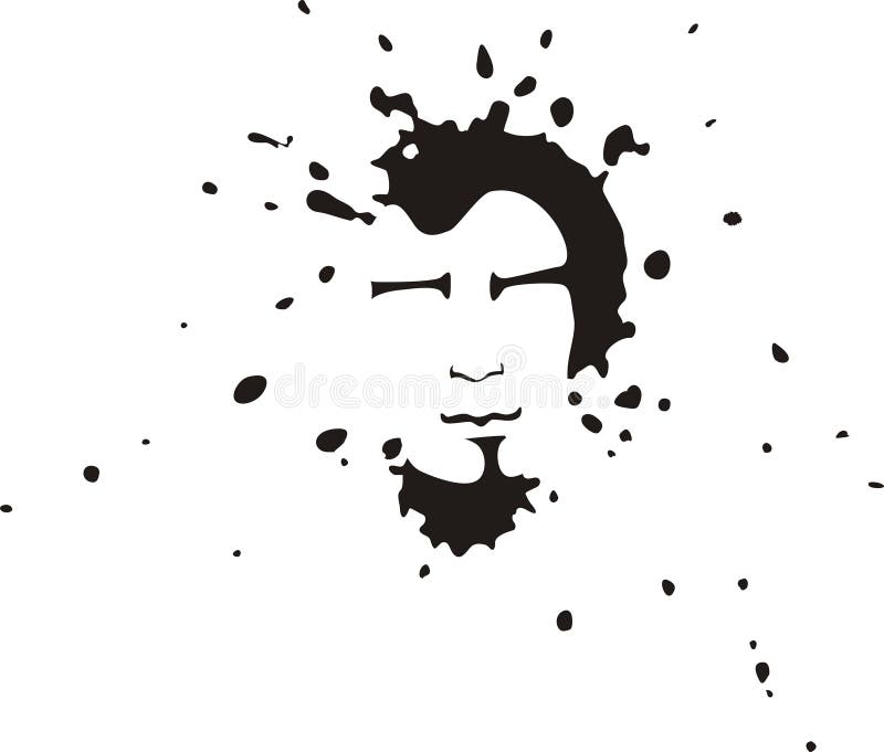 Face in black ink spot stock vector. Illustration of artistic - 1893495