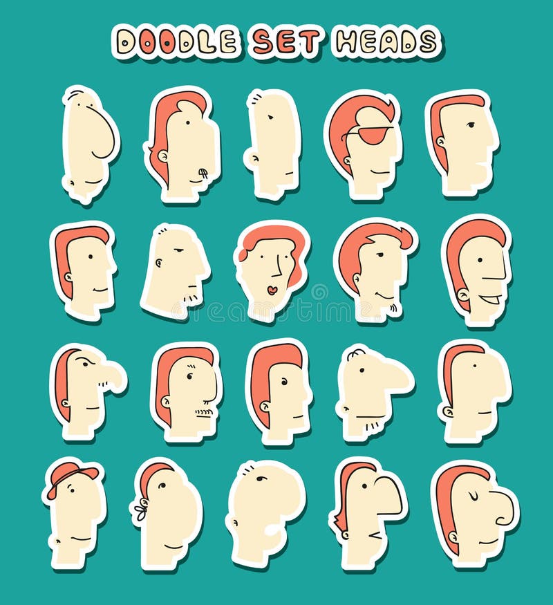 Face Boy. Set of 20 Different Avatar Men Characters Stock Vector ...
