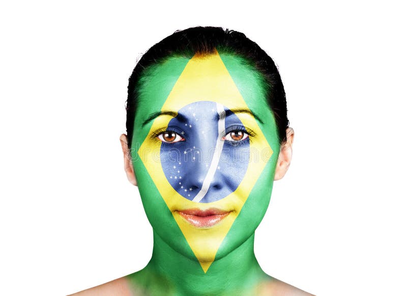 Face with the Brazil flag stock image. Image of face - 34965645