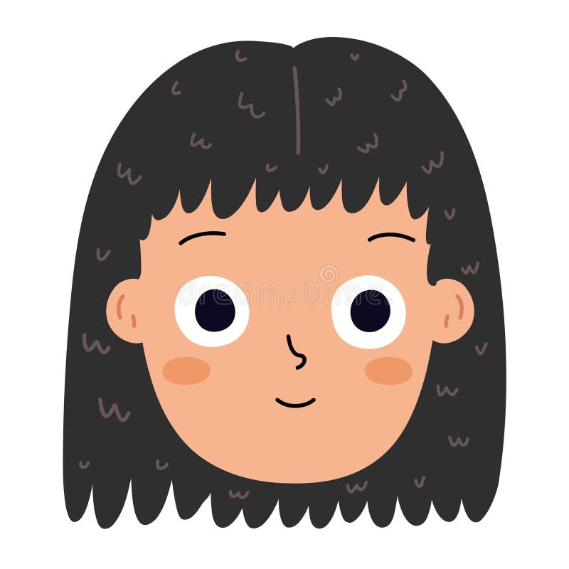 Happy Girl Face Emotion. Calm Little Kid Clipart Stock Vector ...