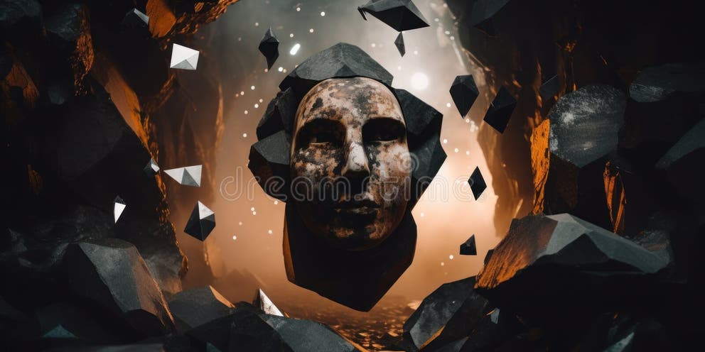 A face in a cave stock illustration. Illustration of ancient - 299285333
