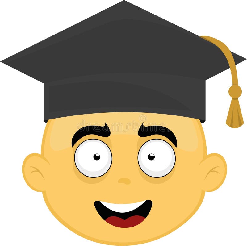 Face Character Yellow Graduation Cap Stock Vector - Illustration of ...