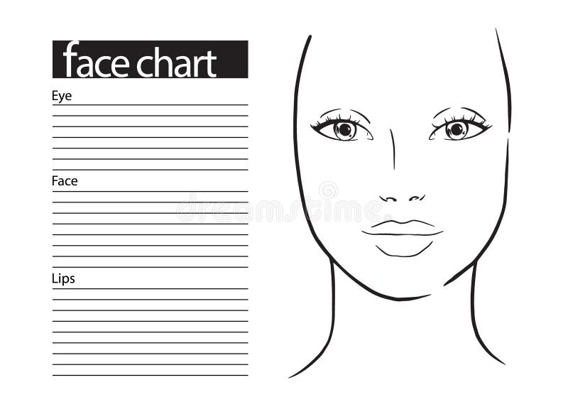 Vector Beautiful Woman Face Chart Portrait. Stock Vector - Illustration ...