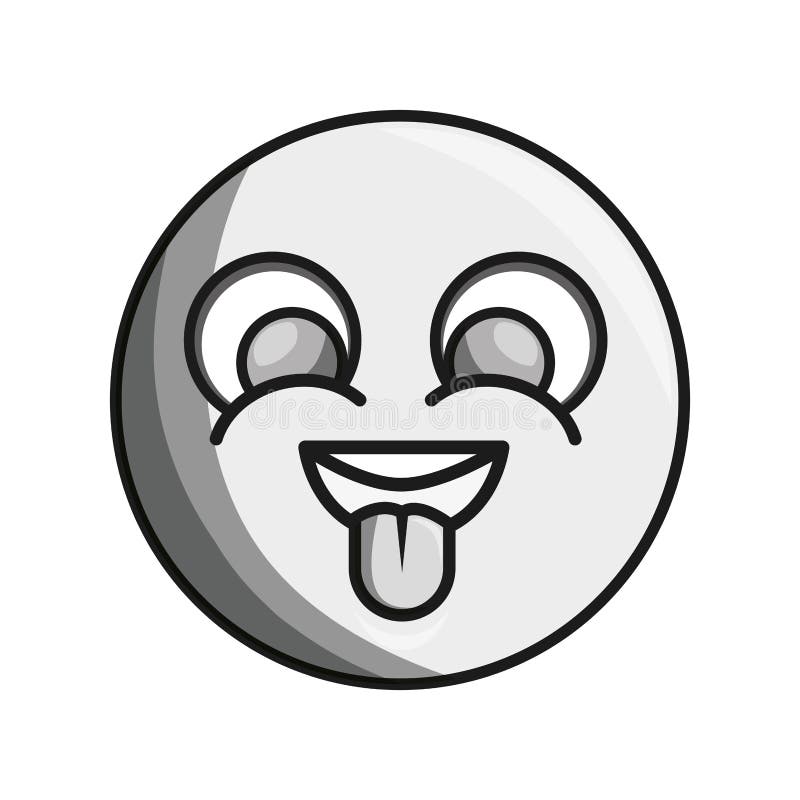 Face Circle Emoticon Kawaii Style Stock Vector - Illustration of face ...