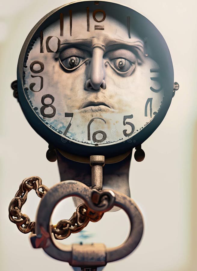 Face in a clock stock illustration. Illustration of head - 295608132