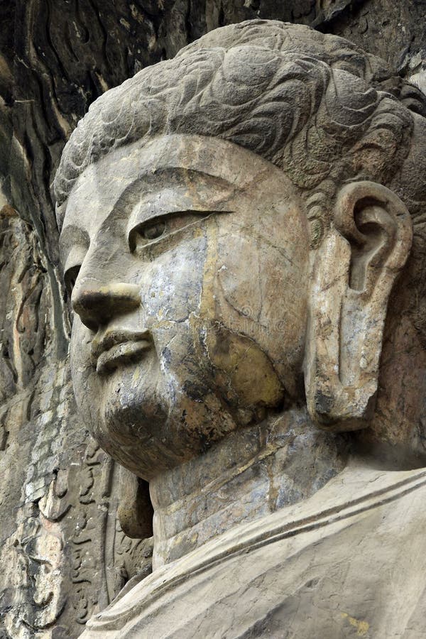 Face Close Up Buddha ,Stone Old Statue of a Buddha in Chinese Stock ...