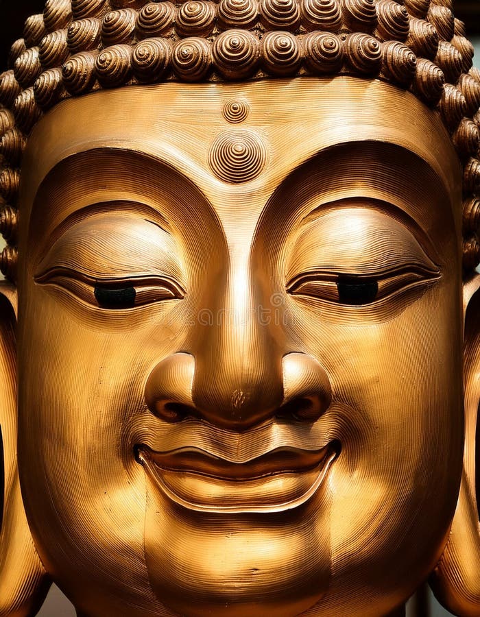 Face Close-up of a Smiling Buddha Stock Illustration - Illustration of ...