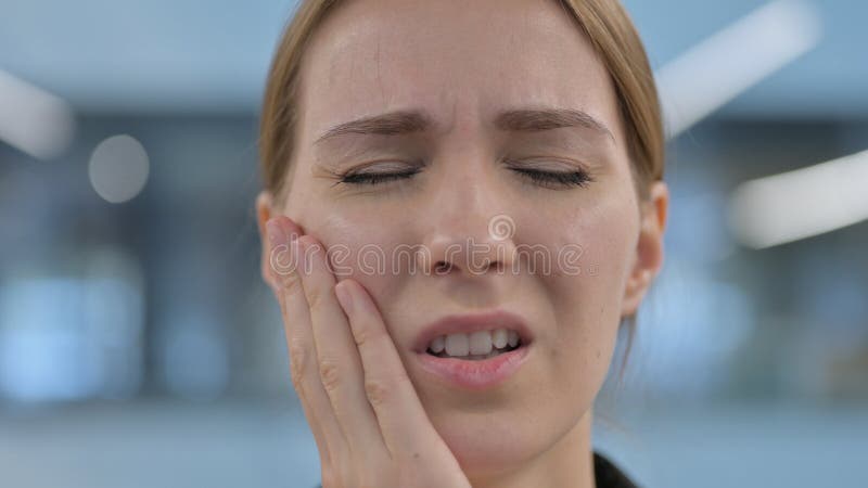 Face Close Up of Woman Having Toothache, Cavity Stock Image - Image of ...