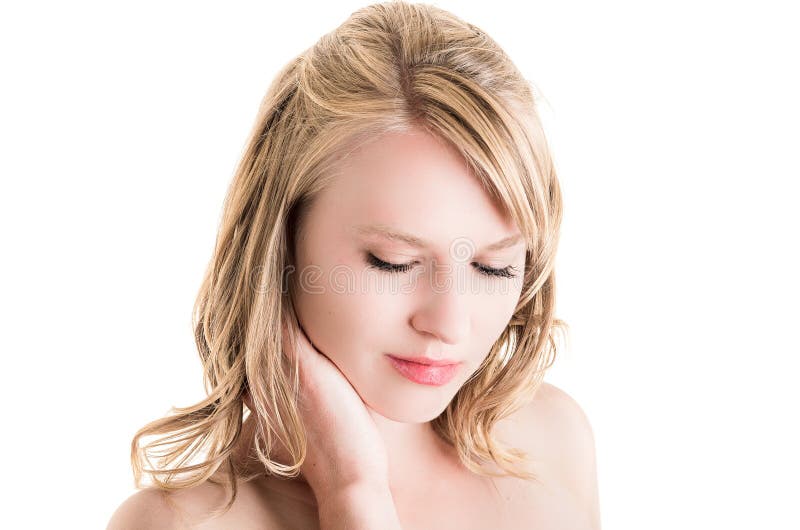 Face Closeup of Beautiful Young Woman Model Stock Image - Image of care ...