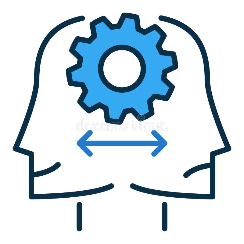 Face with Cog Wheel Sociology Concept Vector Blue Icon or Sign Stock ...