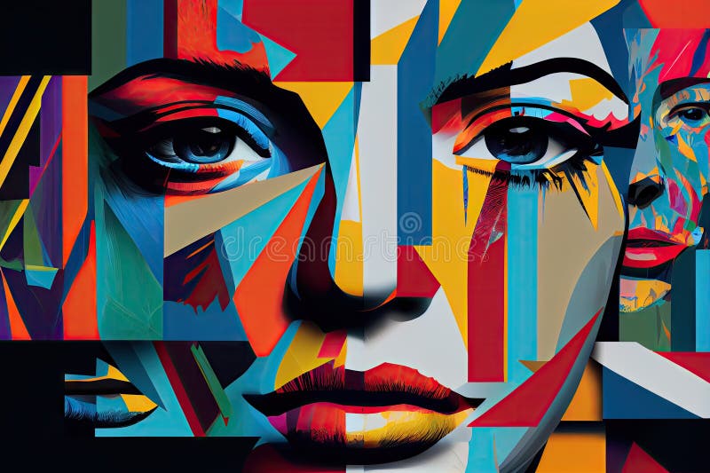 Abstract Collage with Pops of Color and Texture Stock Illustration ...