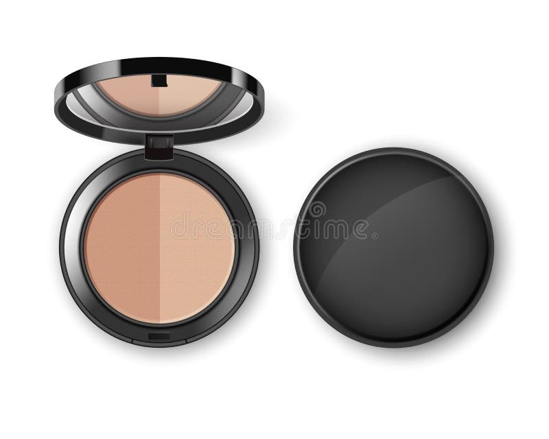 Face Cosmetic Makeup Powder in Case with Mirror Stock Vector ...