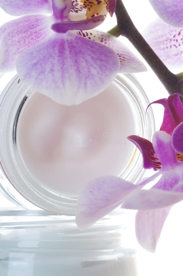 Face Cream and Orchid Flower Stock Photo - Image of extract, chemist ...