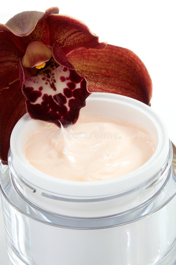 Face Cream and Orchid Flower Stock Image - Image of container, moisture ...