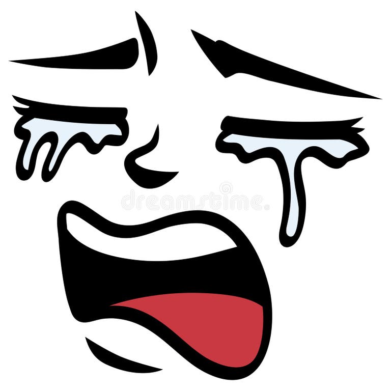 Face Crying Cartoon Sad Expression Drawing Vector Illustration Stock ...