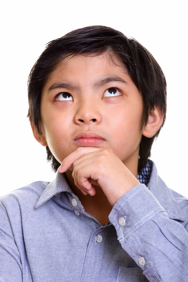 Studio Shot of Japanese Boy Isolated Against White Background Stock ...