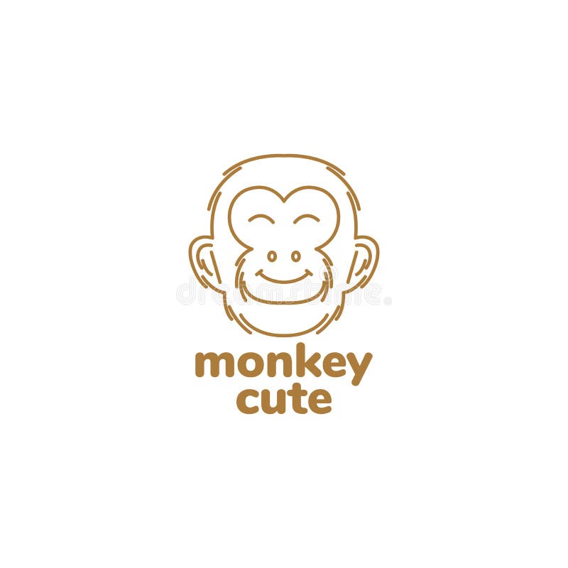 Face Cute Smile Ape Monkey Logo Design Stock Vector - Illustration of ...