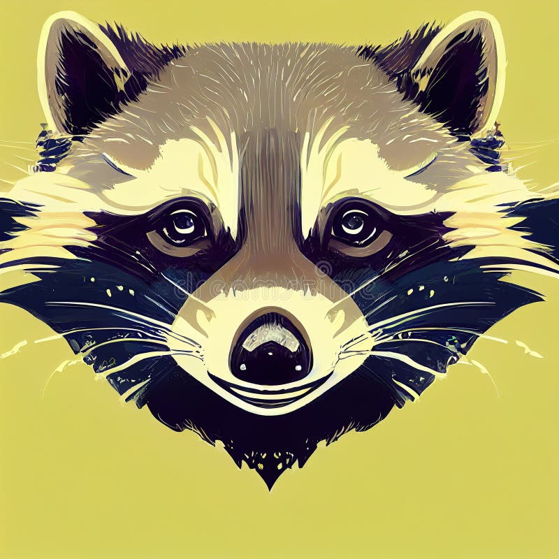 Face of a Cute Smiling Raccoon. Graphic Raccoon Head. AI-generated ...