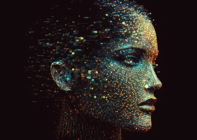 Face of Cyber Mind. Technology Background Concept. AI Generated ...