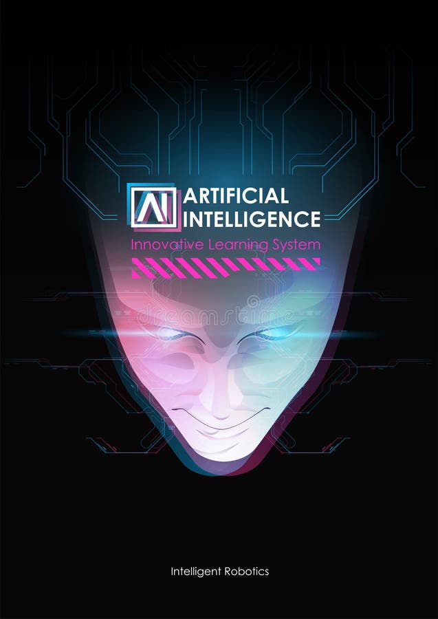 Face of Cyber Mind. Technology Background Concept. AI Generated Illustration Stock Illustration ...