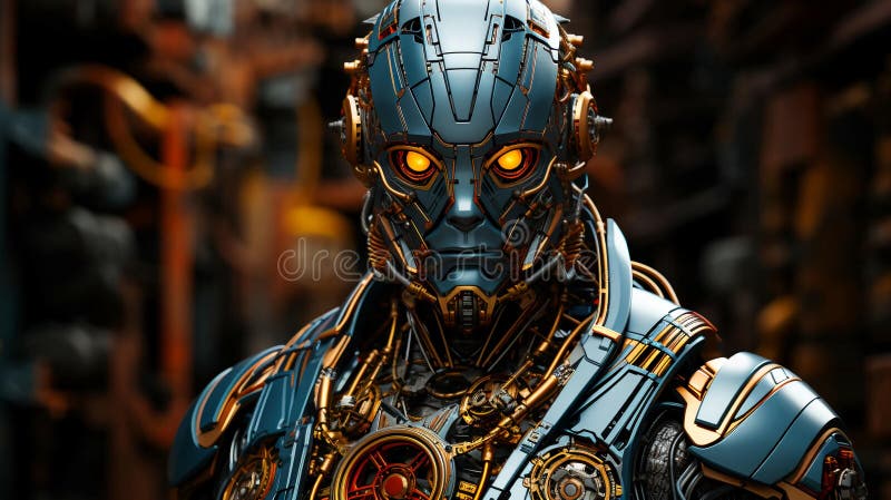 Male Android Face. Artificial Intelligence Concept. Futuristic Robot ...