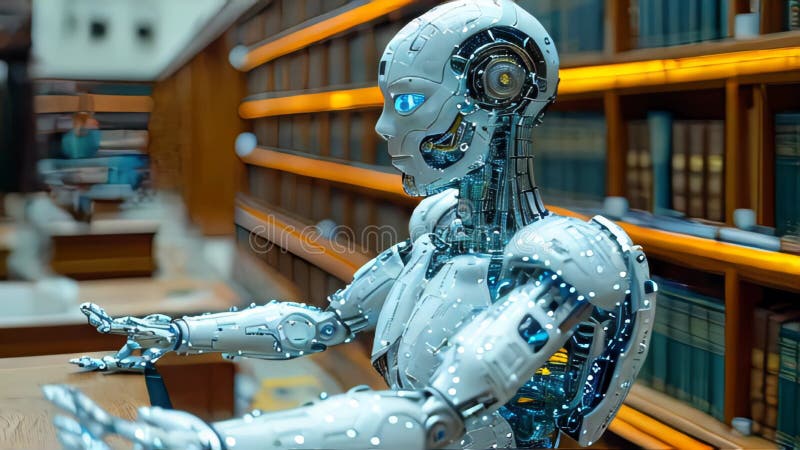 The Face of a Cyborg Robot Man, a Mixture of Human and Computer ...