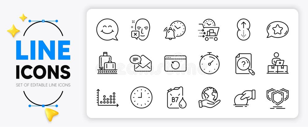 Face Declined, Dot Plot and Recovery Internet Line Icons. for Web App. Vector Stock Vector ...