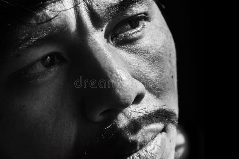 Face of Depressed and Hopeless Man on Black Stock Image - Image of ...