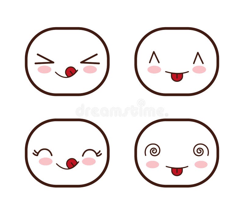 Face Design. Icon Set. Expression Illustration. Cartoon Icon Stock ...
