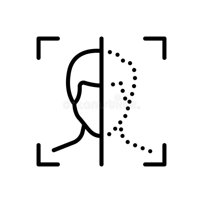 Black Line Icon for Face Detection, Face Recognition and Scanning Stock ...
