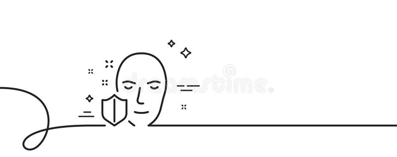 Face Detection Protected Line Icon Secure Access Sign Continuous Line