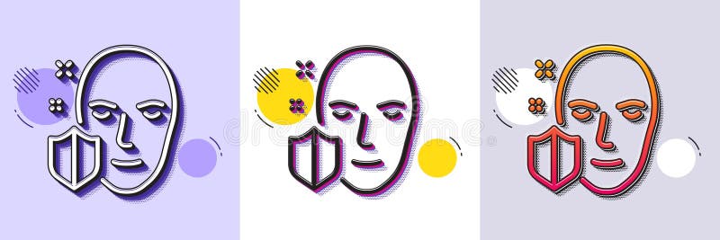 Face Detection Protected Line Icon. Secure Access Sign. Halftone Dotted ...