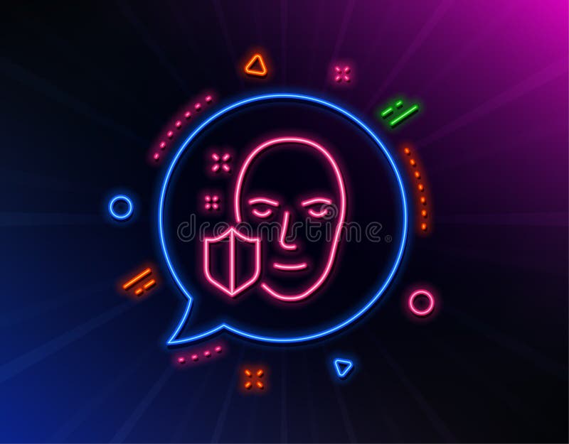 Face Detection Protected Line Icon Secure Access Sign Vector Stock