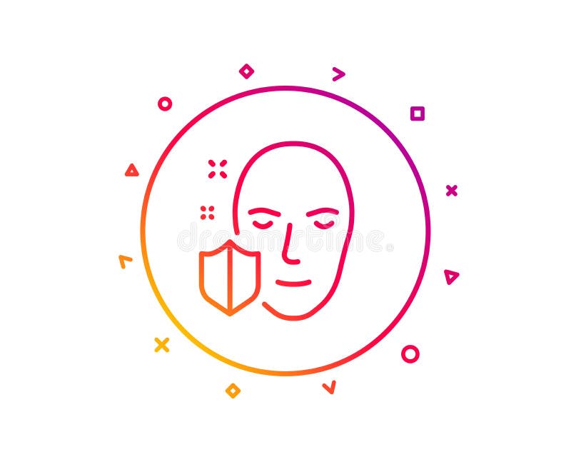 Face Detection Protected Line Icon Secure Access Sign Vector Stock