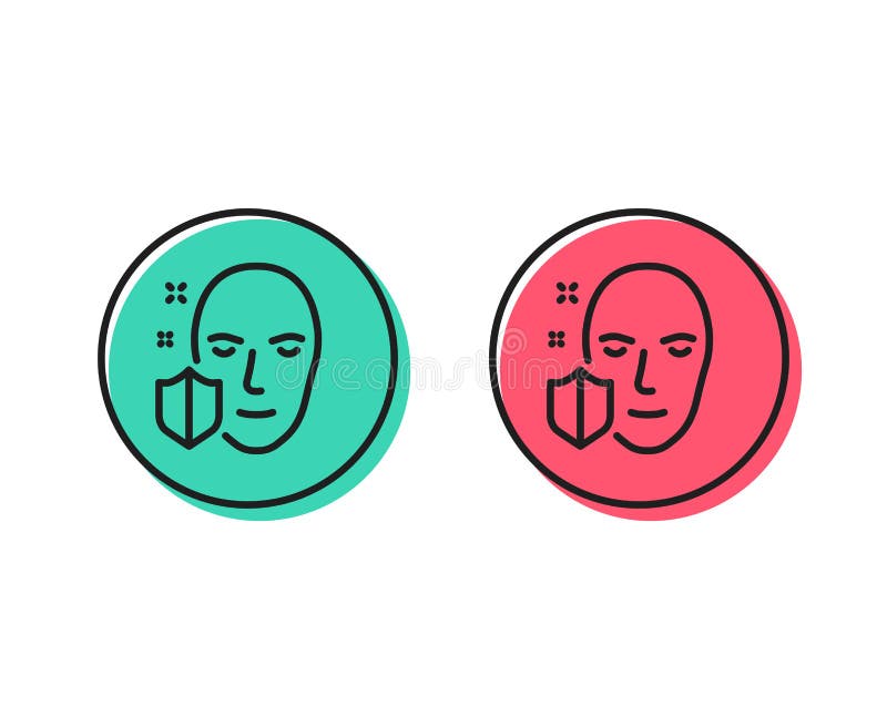 Face Detection Protected Line Icon. Secure Access Sign. Vector Stock ...