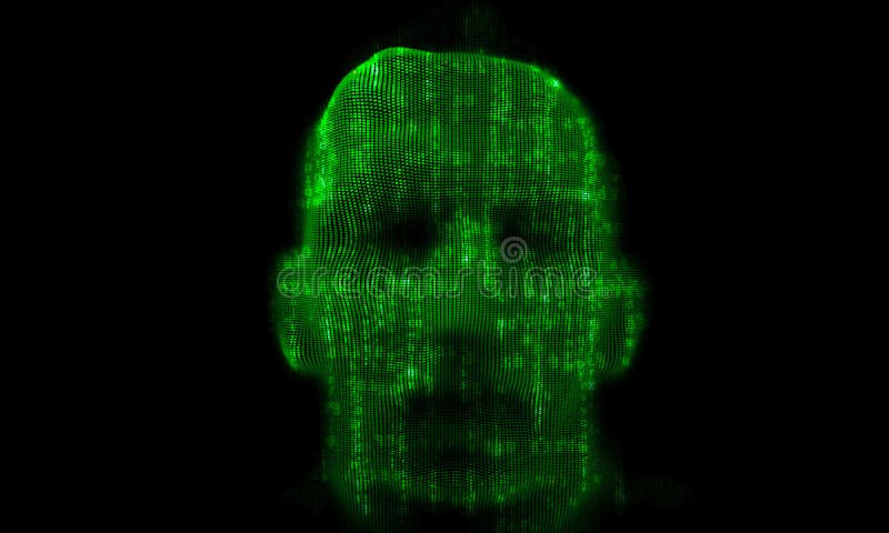 Face Digital Com Letras Verdes Executando Hacker Ilustração Stock ...