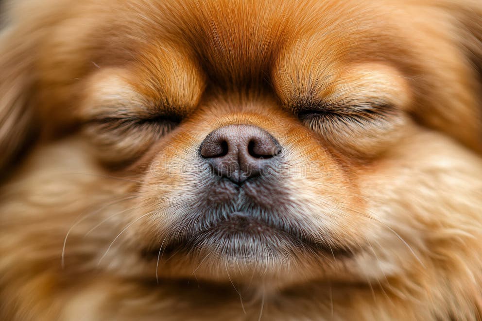 Face of Dog Small with Closed Eyes Stock Illustration - Illustration of ...