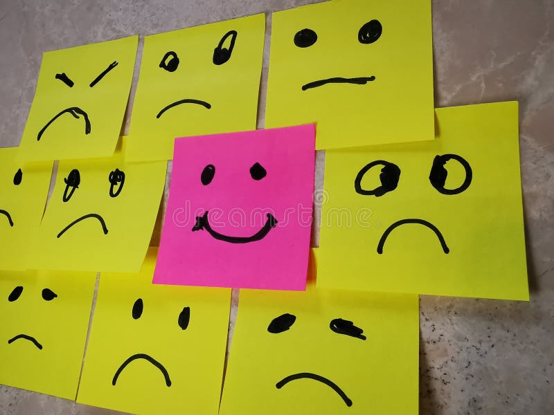 Facial Expressions Drawn on Sticky Notes Stock Photo - Image of brand ...