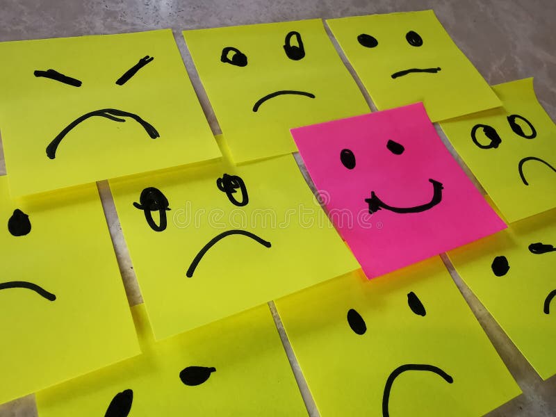Facial Expressions Drawn on Sticky Notes Stock Image - Image of design ...