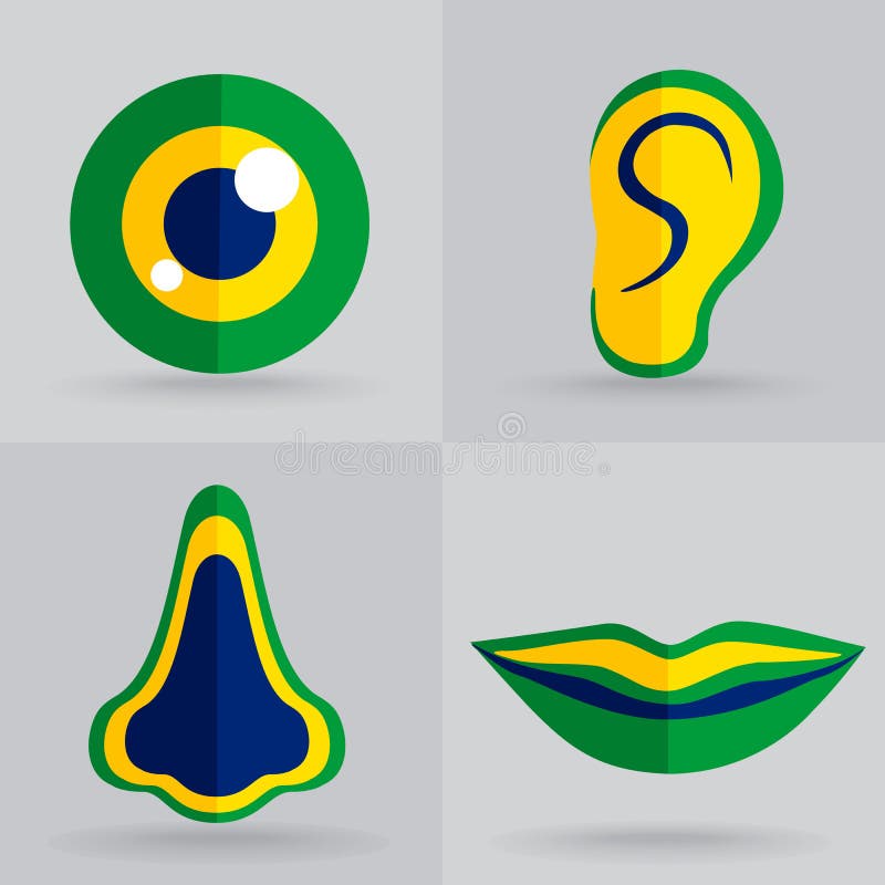 Face Elements Green Yellow Blue Stock Vector - Illustration of ...