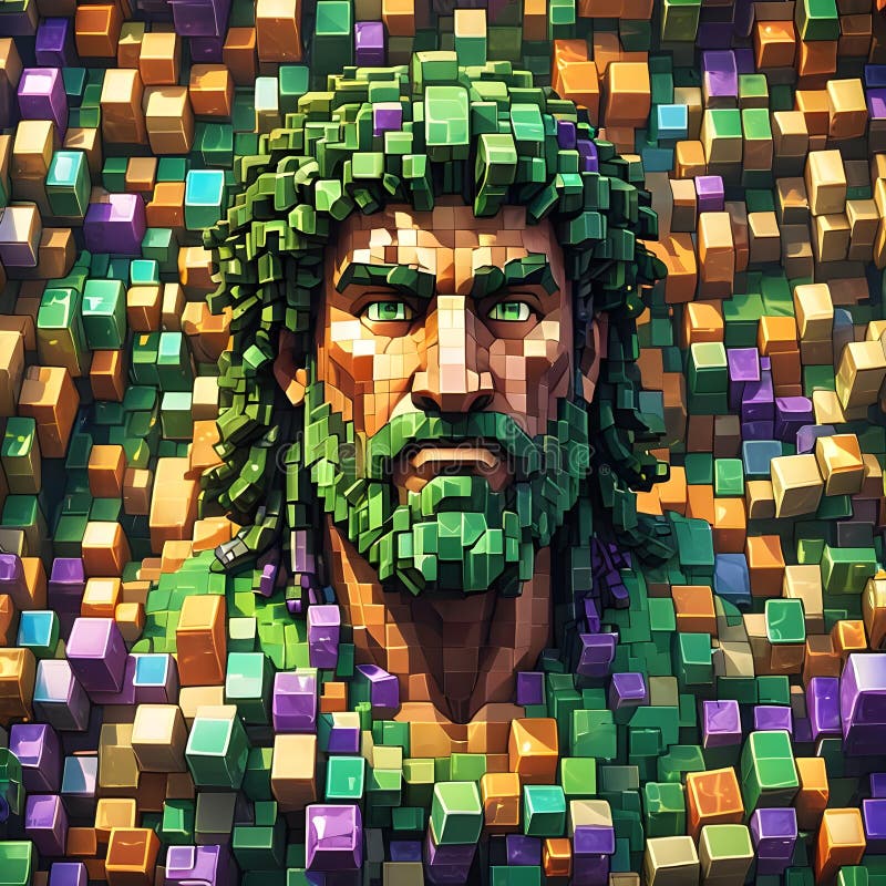 A Face Emerging from Cubes. Stock Illustration - Illustration of glass ...