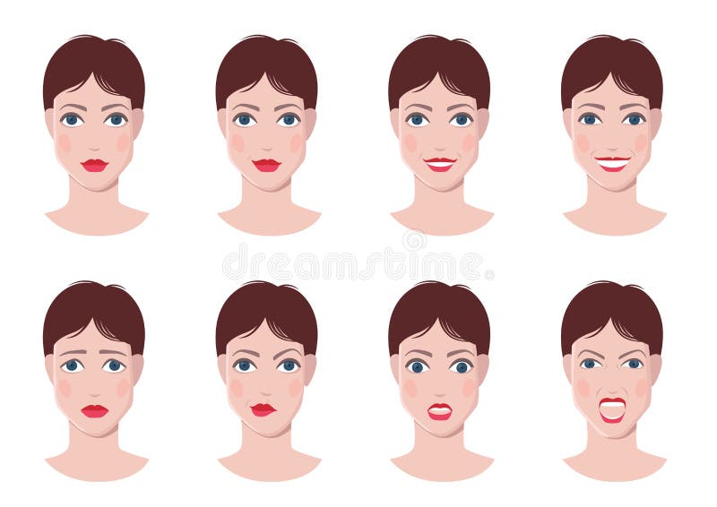 Face with emotions set stock vector. Illustration of element - 74366037