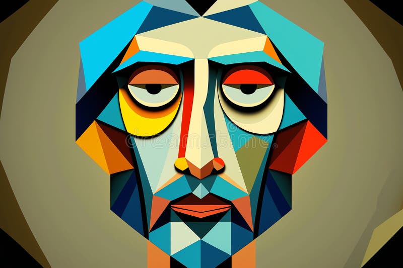 The Face of an Evil Man Made of Geometric Lines, a Cartoon Stock ...