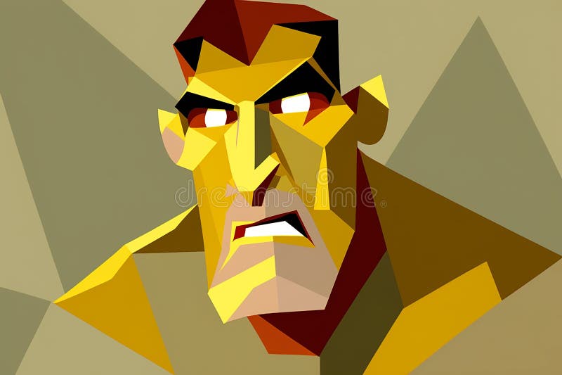 The Face of an Evil Man Made of Geometric Lines, a Cartoon. Stock ...
