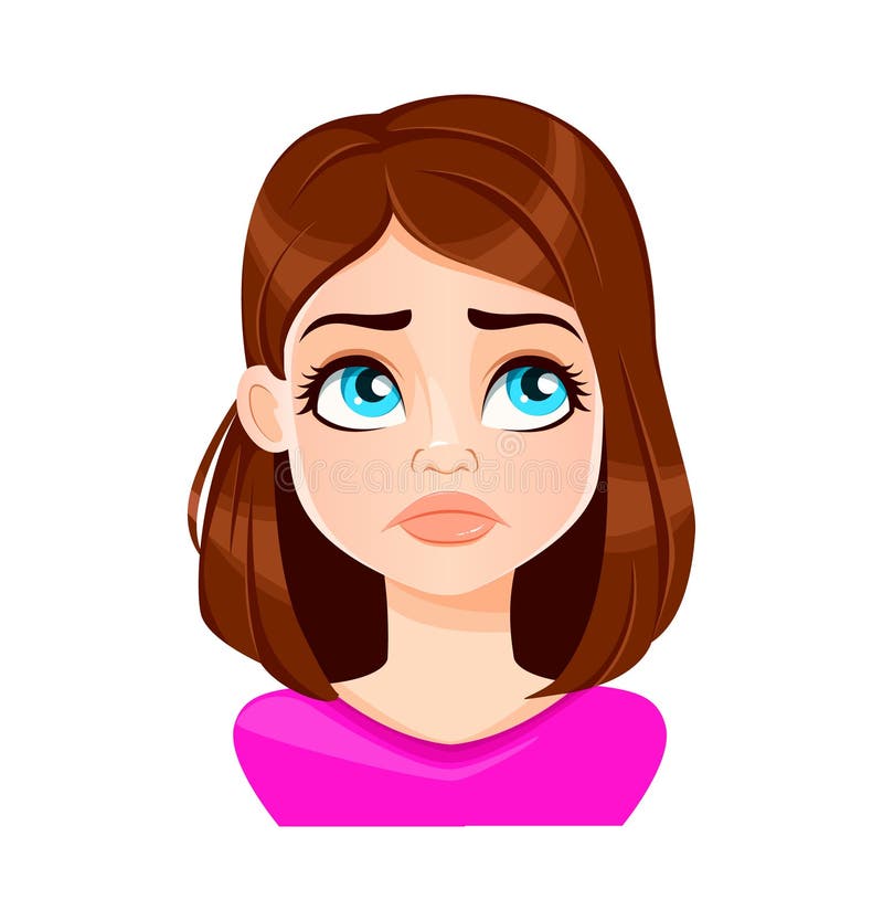 Beautiful Disappointed Smiling Cartoon Brunette Girl with Brown Hair ... Beautiful Disappointed Smiling Cartoon Brunette Girl with Brown Hair ...