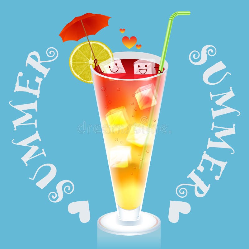 Face Expression on Ice Cube in Cocktail Stock Vector - Illustration of ...