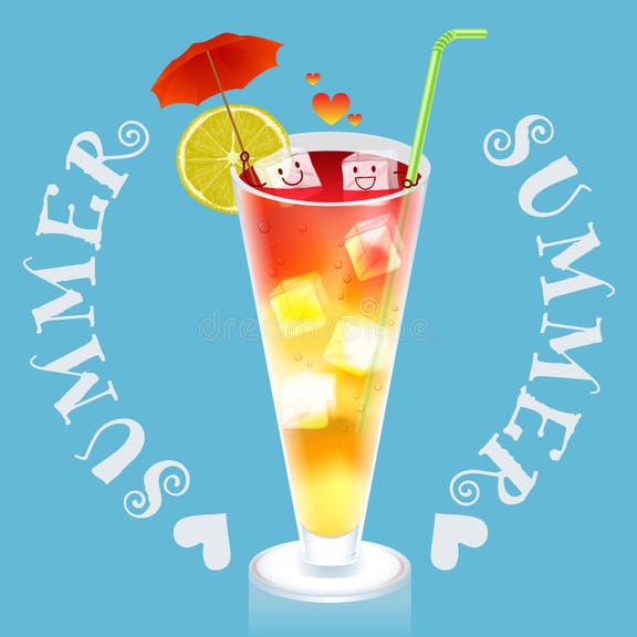 Face Expression on Ice Cube in Cocktail Stock Vector - Illustration of ...